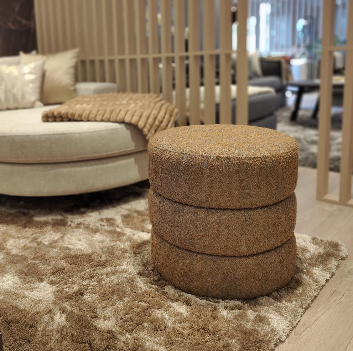 Ronde teddy poef | Bankstyle